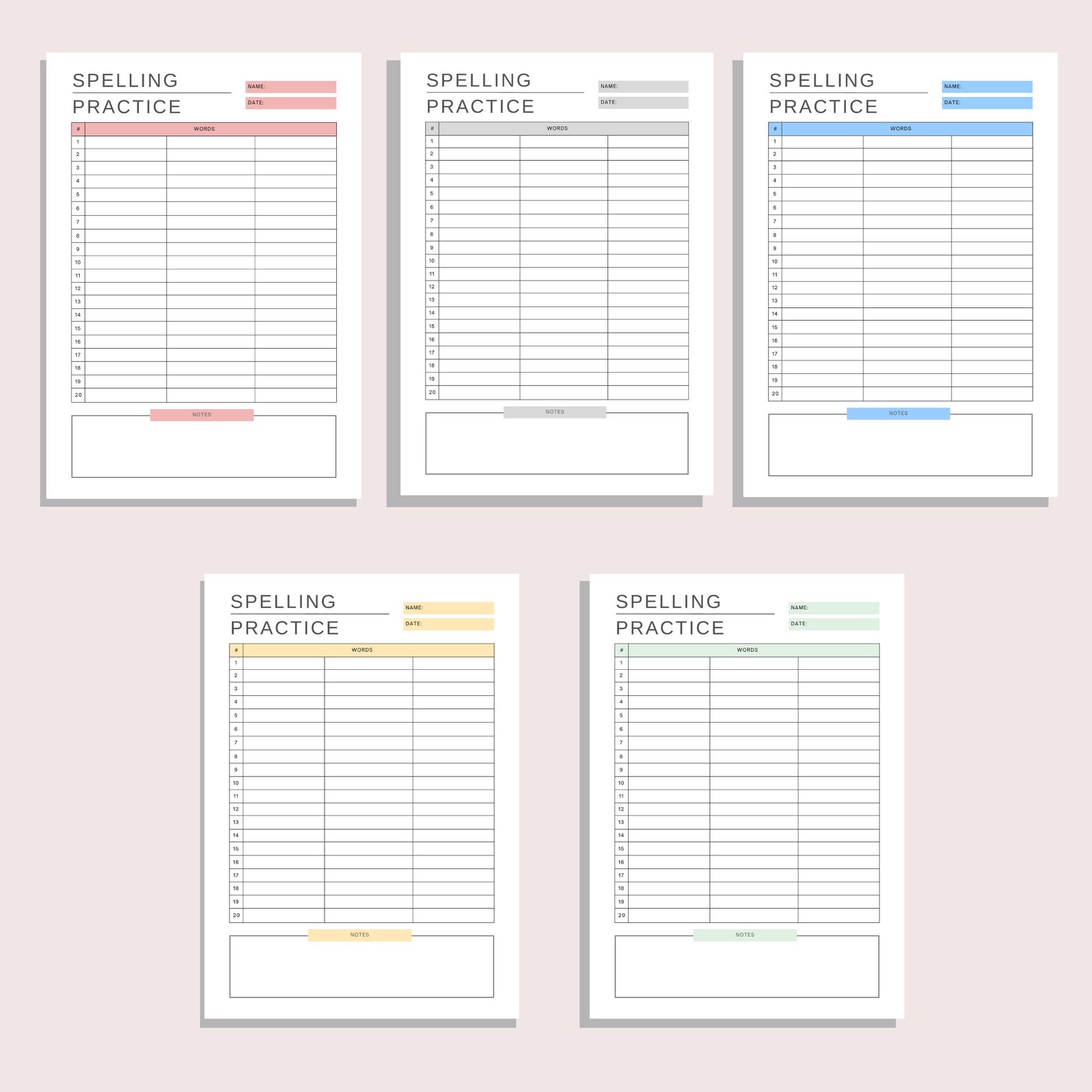 Spelling Practice List V2 | Printable Spelling Worksheet | Homeschool ...