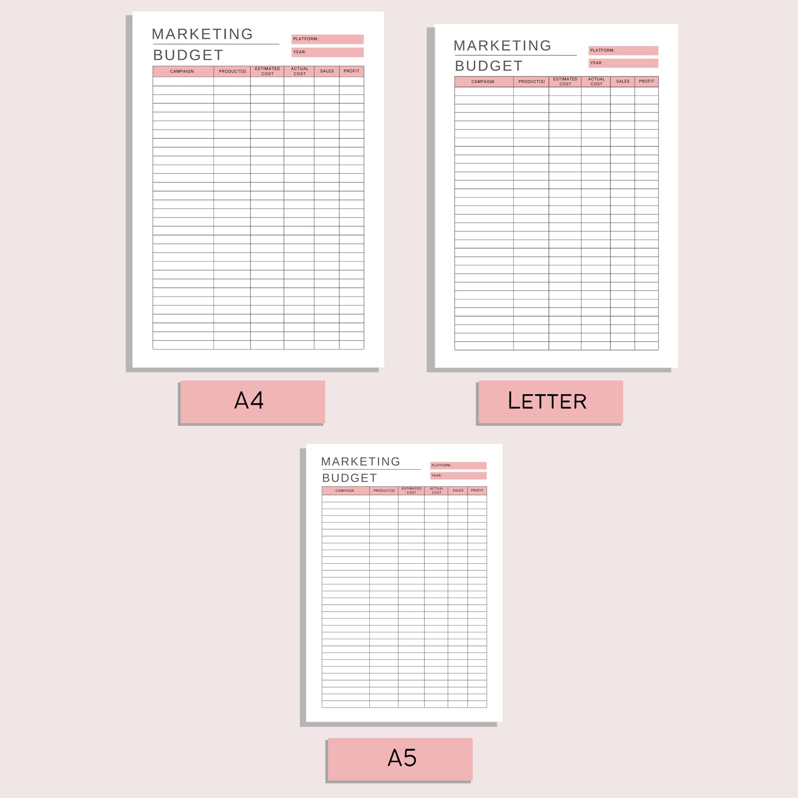 Marketing Budget Sheet | Printable Advertising Budget | Business Cost ...