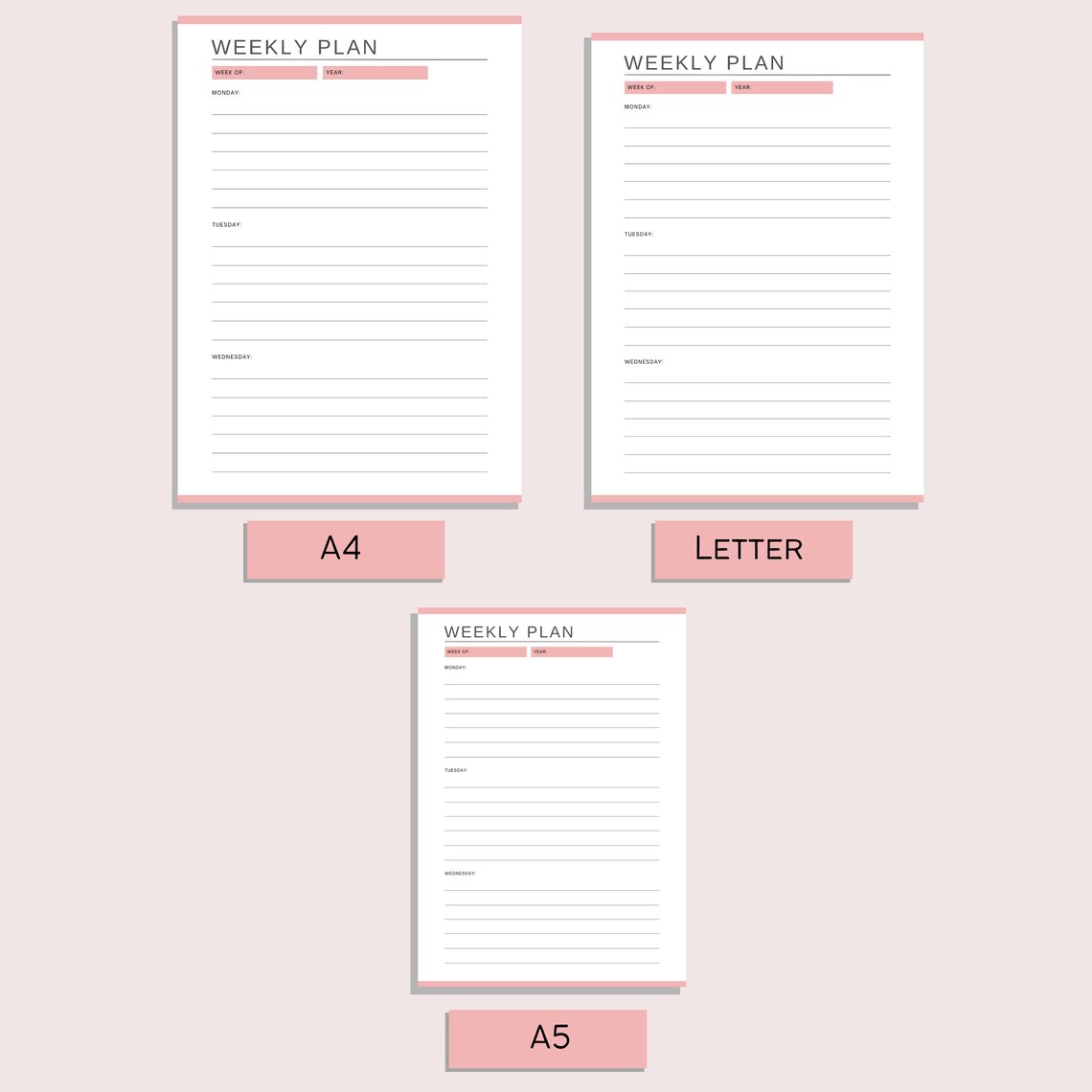 Weekly Plan Printable | Week at A Glance | Minimal Daily Schedule ...