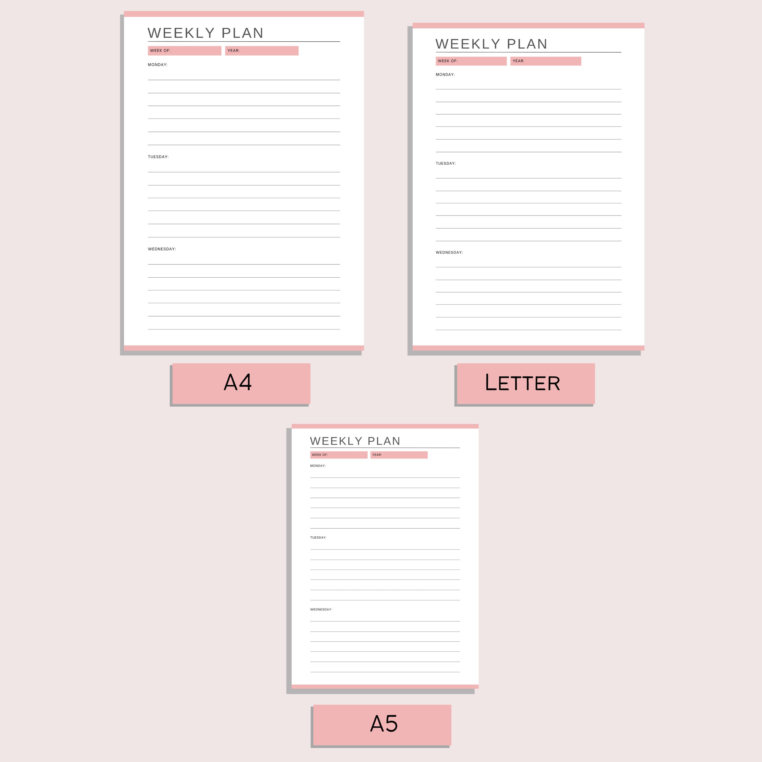 Weekly Plan Printable | Week at A Glance | Minimal Daily Schedule ...