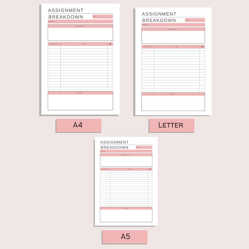 Assignment Breakdown Sheet | Printable Student Resources | Assessment ...
