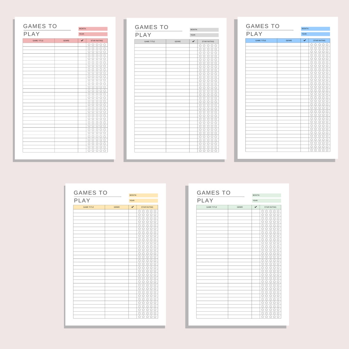 Games to Play Tracker | Video Game Journal | Gamer Log | Board Games ...