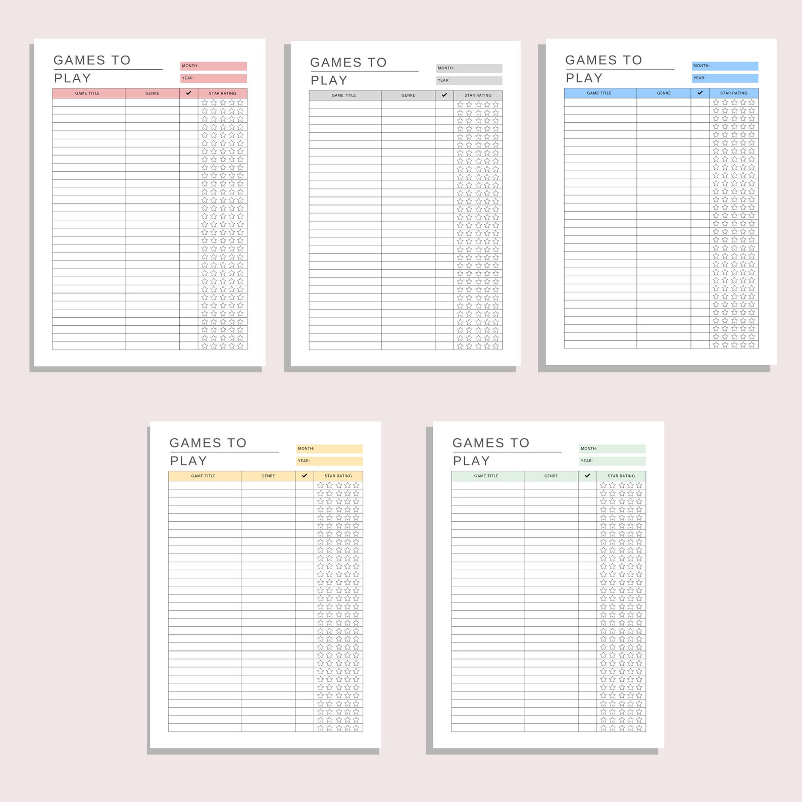 Games to Play Tracker | Video Game Journal | Gamer Log | Board Games ...