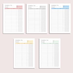 Games to Play Tracker | Video Game Journal | Gamer Log | Board Games ...