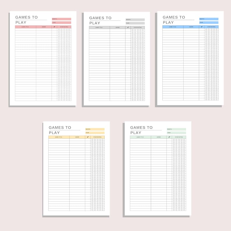 Games to Play Tracker | Video Game Journal | Gamer Log | Board Games ...