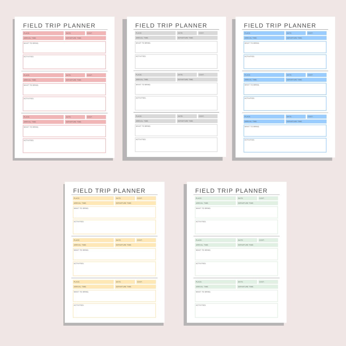 Field Trip Planner | Printable Homeschool Plan | Classroom Trip ...