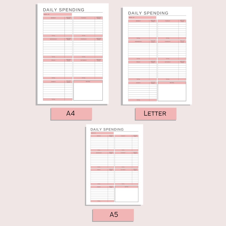 Daily Spending Tracker | Printable Expense Log | Daily Transaction ...