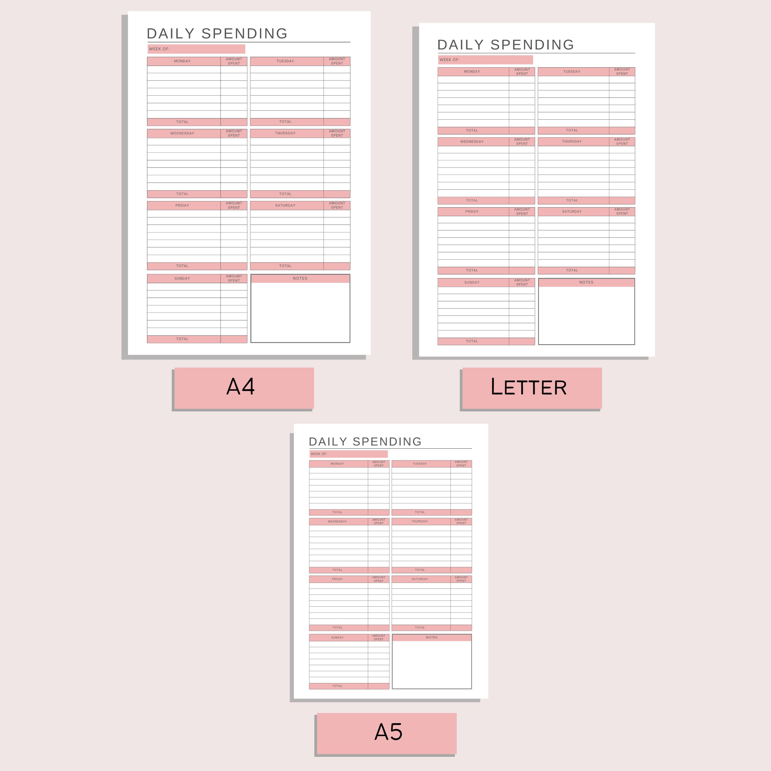 Daily Spending Tracker | Printable Expense Log | Daily Transaction ...
