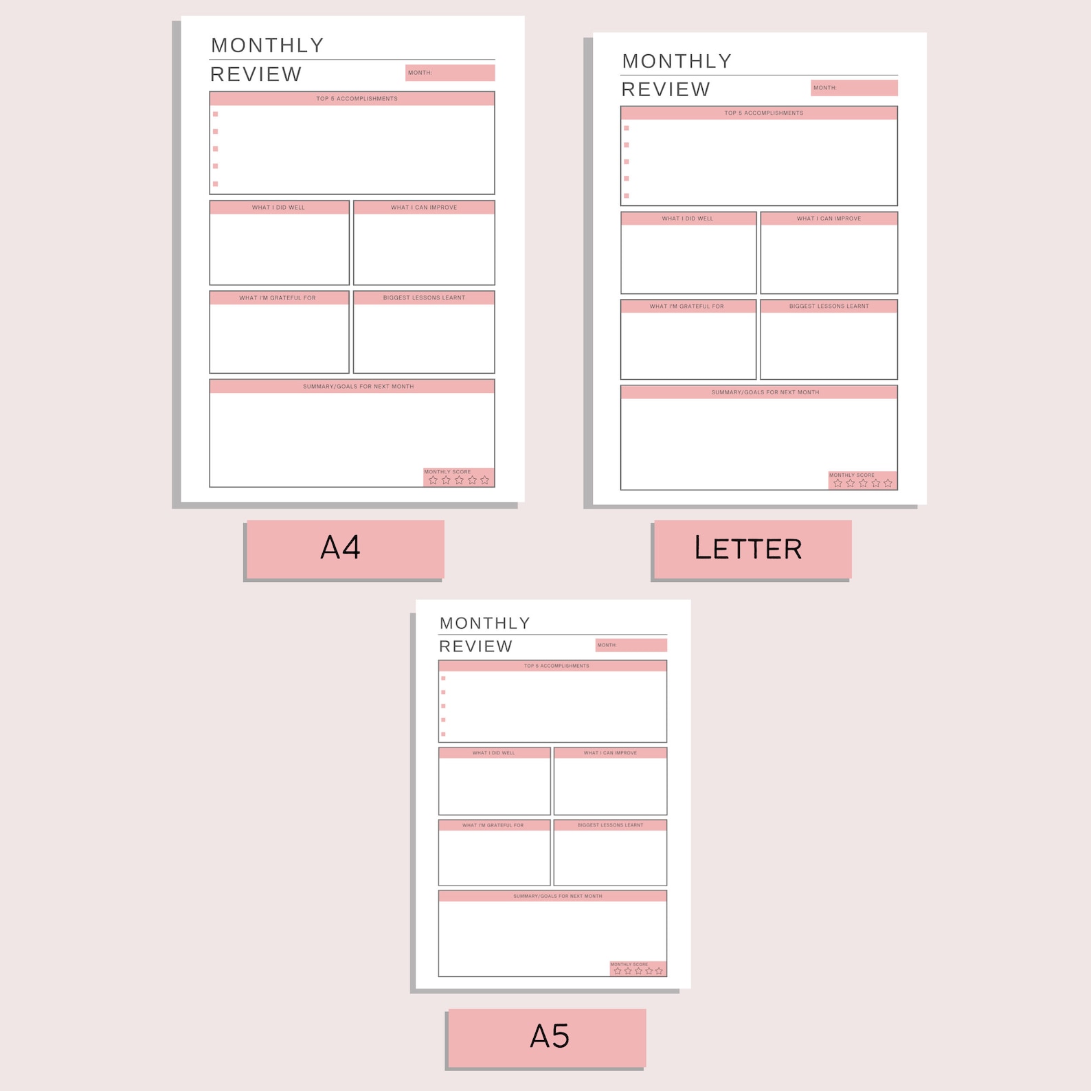 Monthly Review | Printable Monthly Evaluation | Reflection Tracker ...