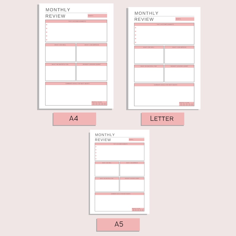 Monthly Review | Printable Monthly Evaluation | Reflection Tracker ...