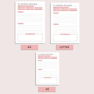 TV & Film Review Sheets | Printable Film Tracker | Television Show Log ...