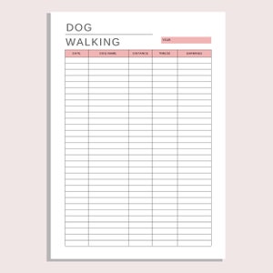 Dog Walking Log | Printable Dog Walking Business | Small Business ...