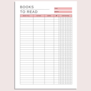 Books to Read List | Book Tracker | Printable Book Chart | Books to ...