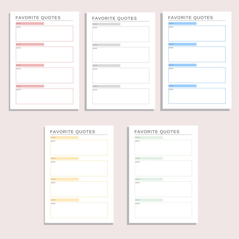 Favorite Quote Sheet | Film Book Movie Printable Quotes | Book Lover ...