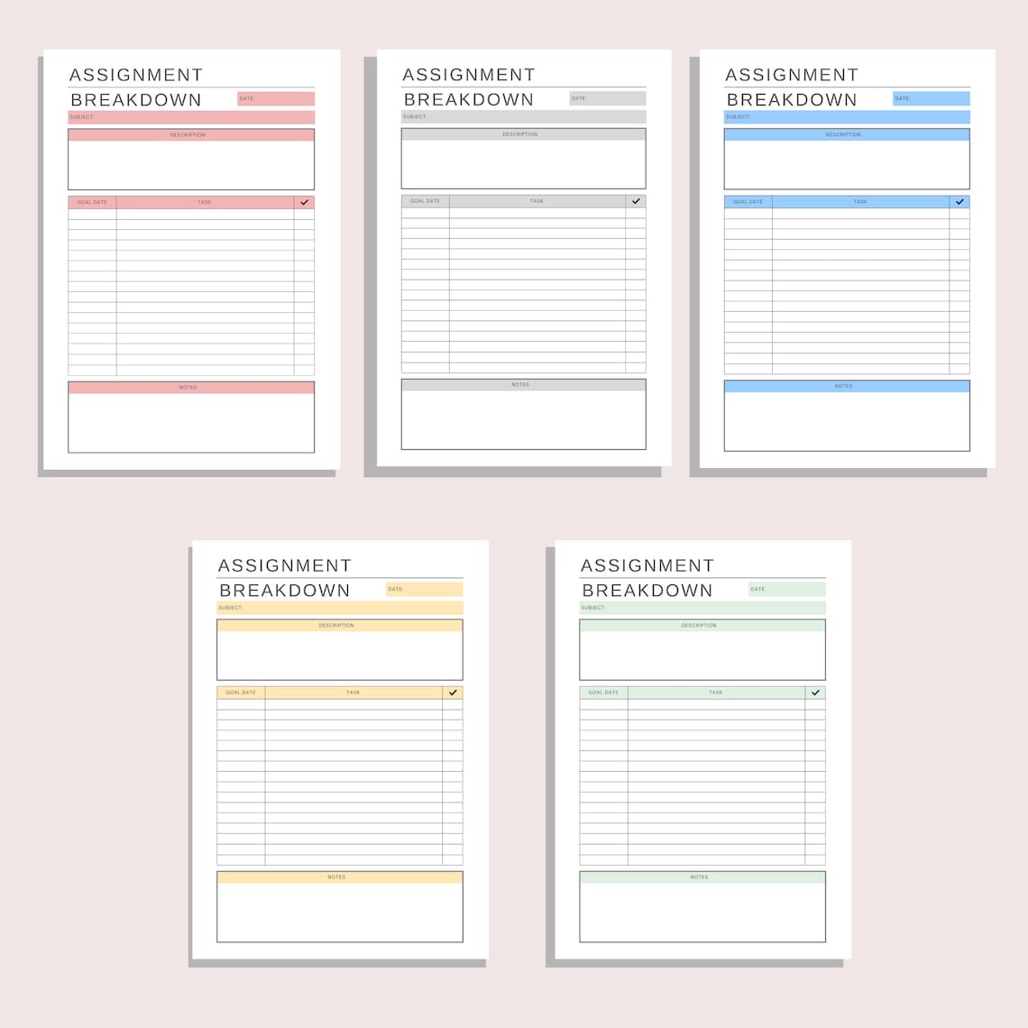 Assignment Breakdown Sheet | Printable Student Resources | Assessment ...