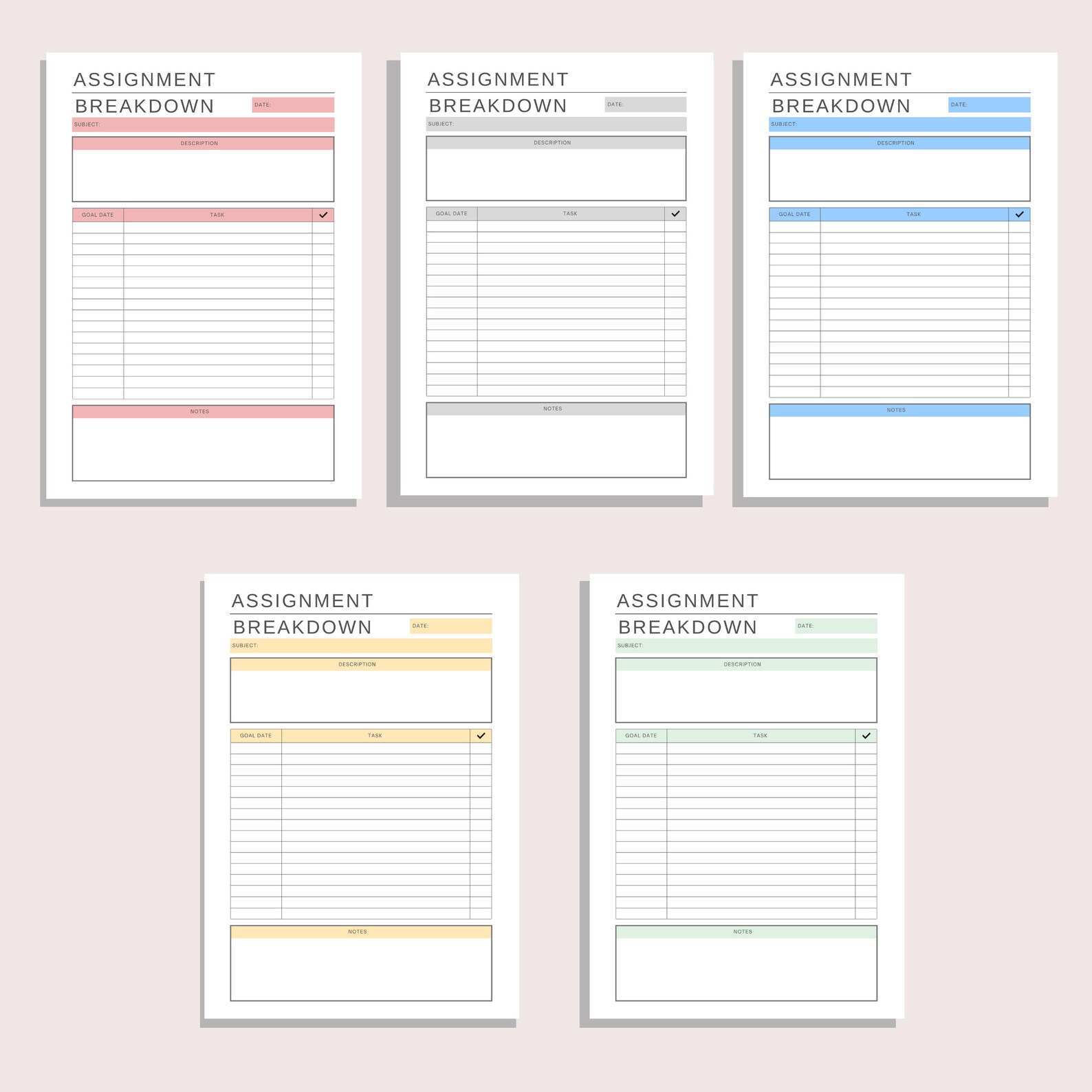 Assignment Breakdown Sheet | Printable Student Resources | Assessment ...