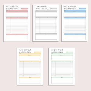 Assignment Breakdown Sheet | Printable Student Resources | Assessment ...