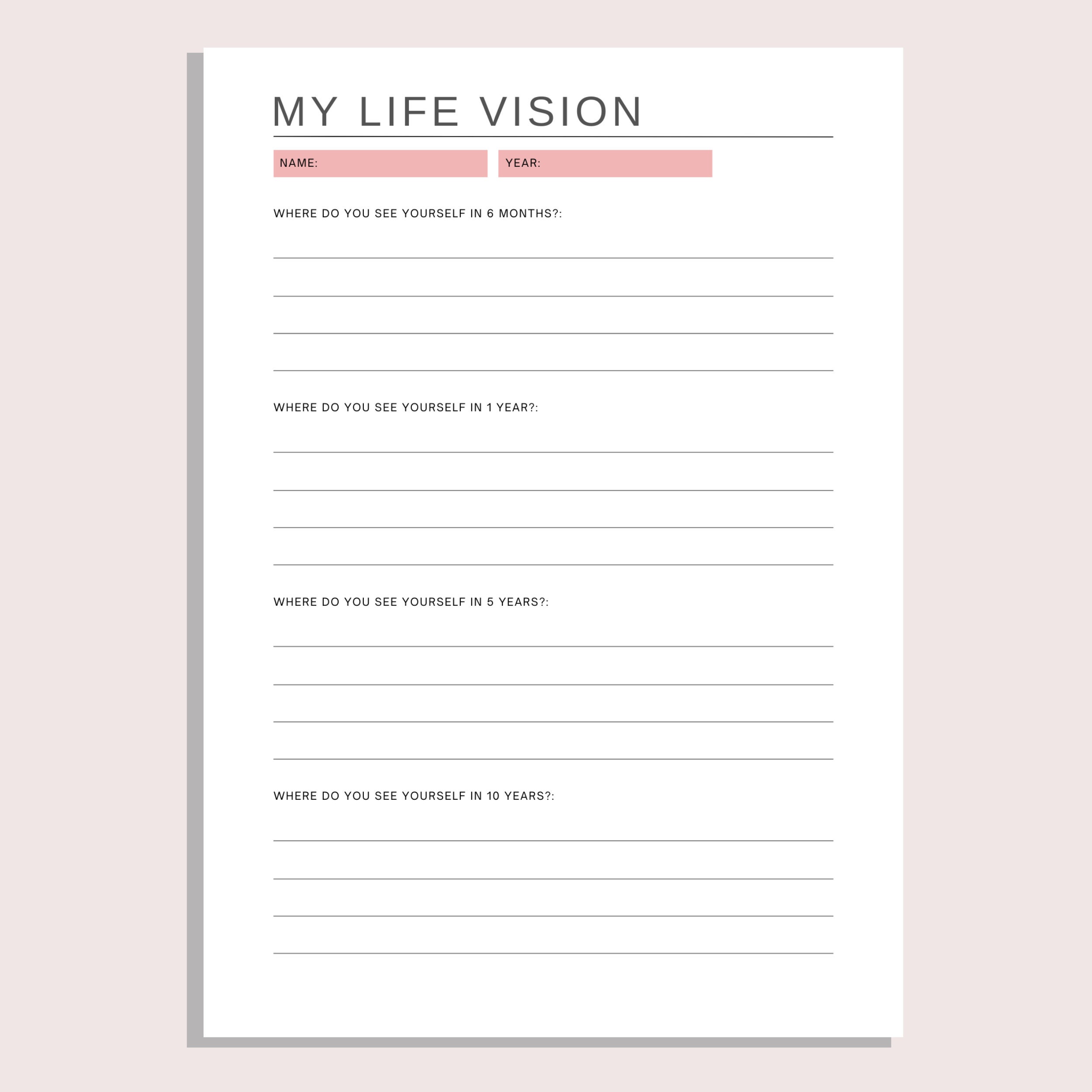 My Life Vision Planner | Future Goals Plan | Dream Life | Minimalist ...