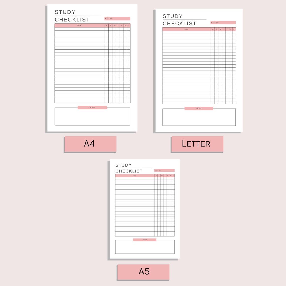 Study Checklist Printable Revision List Daily Study Chart - Etsy