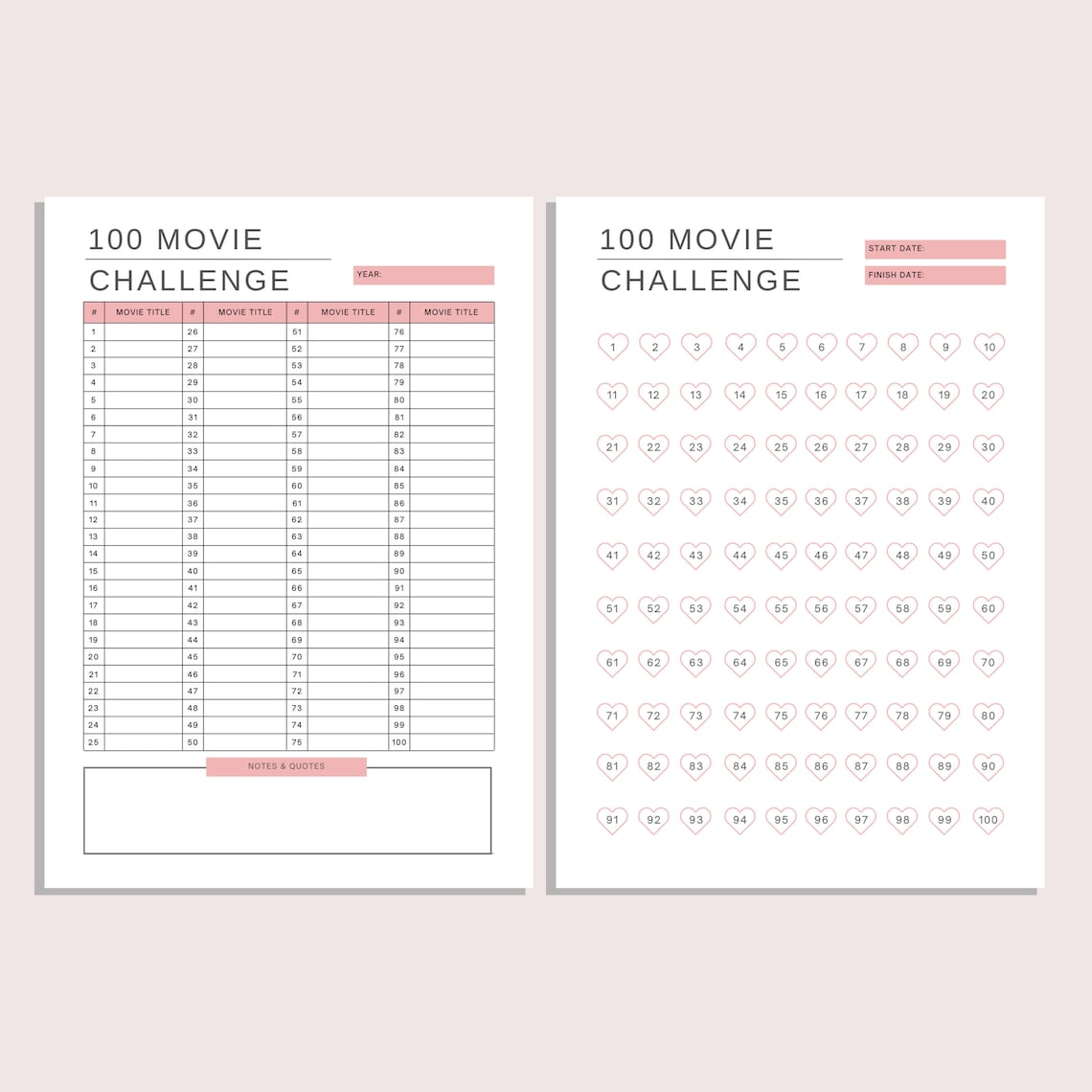 100 Movie Challenge | Movie Tracker | Bucket List | Film Watchlist ...