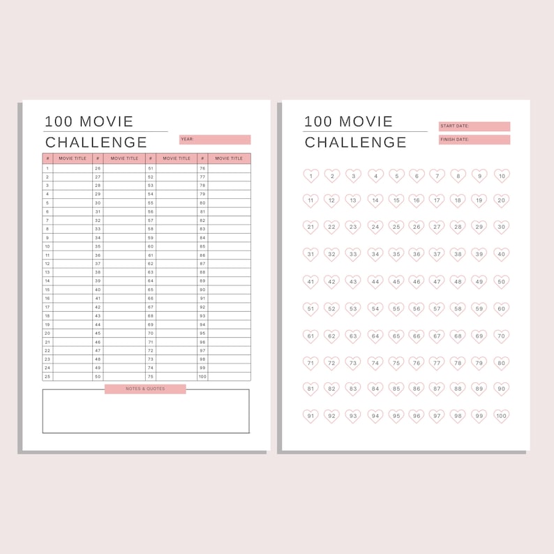 100 Movie Challenge | Movie Tracker | Bucket List | Film Watchlist ...