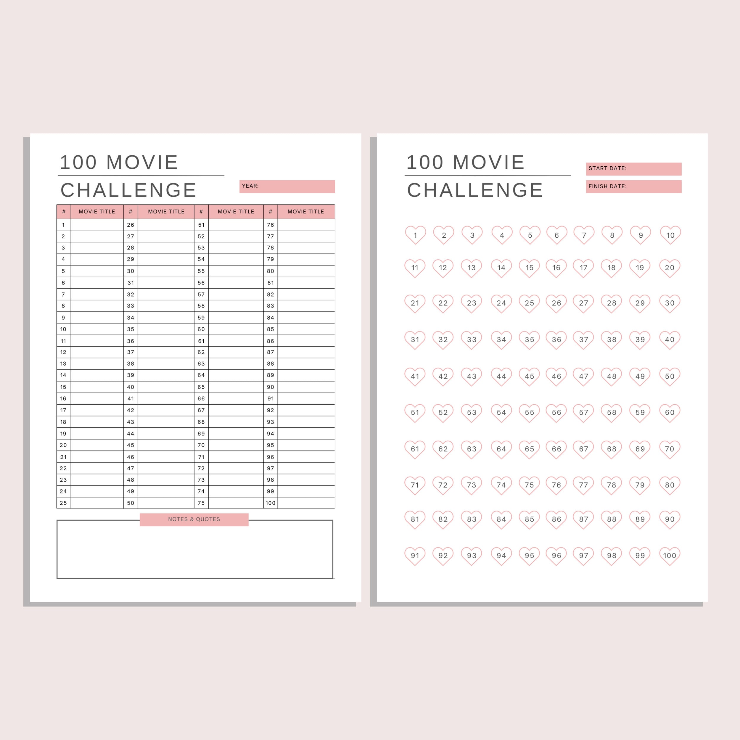 100 Movie Challenge | Movie Tracker | Bucket List | Film Watchlist ...