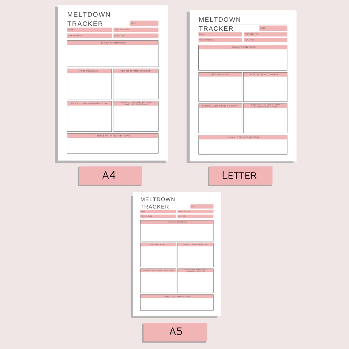 Meltdown Tracker Printable | Special Needs Carer Template | Autism Tracker | Sensory Overload ...