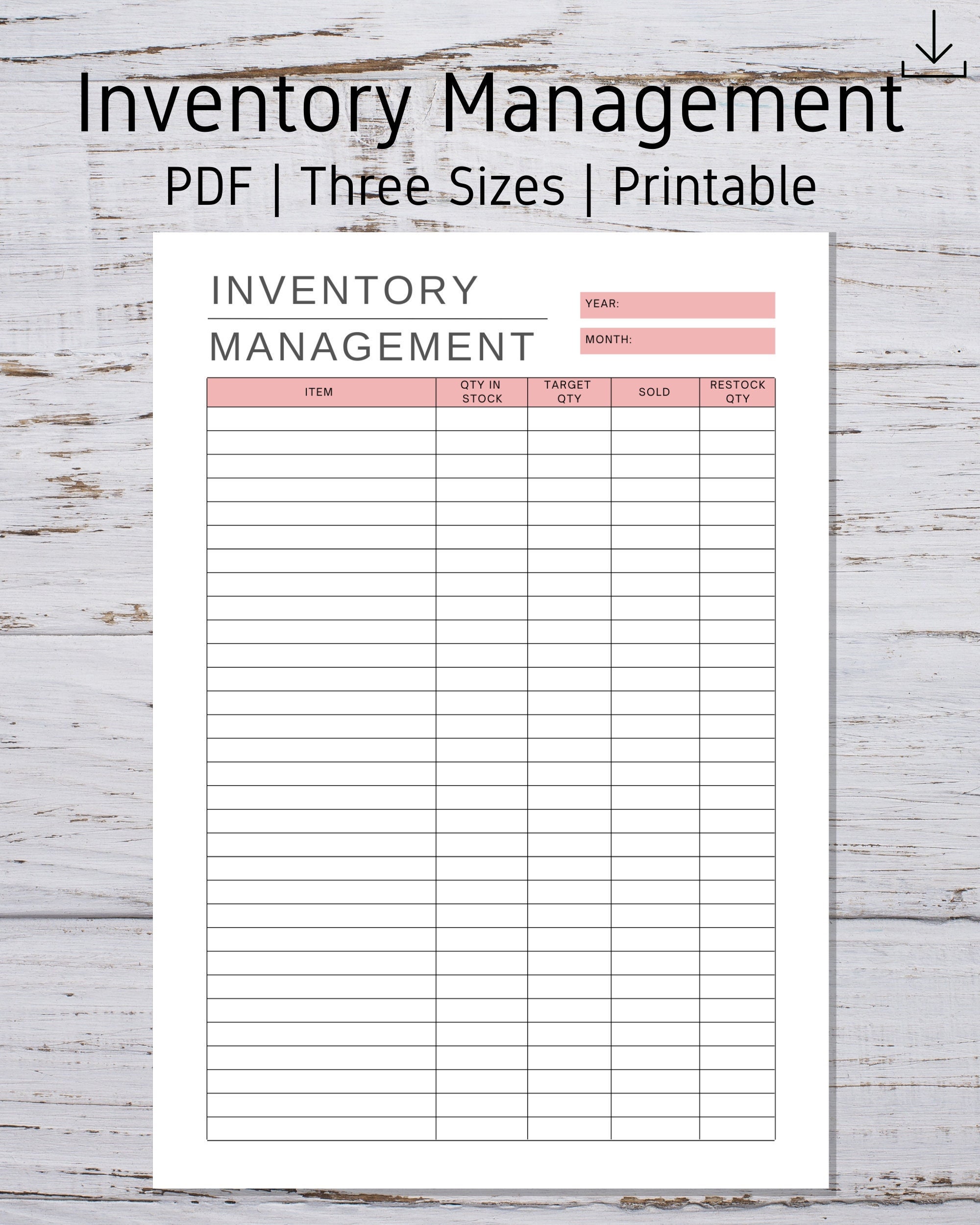 Inventory Management Printable Inventory Form Item Tracker | Etsy UK