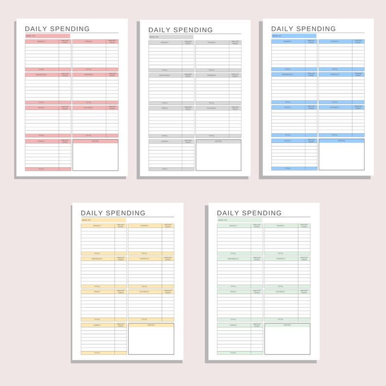 Daily Spending Tracker | Printable Expense Log | Daily Transaction ...