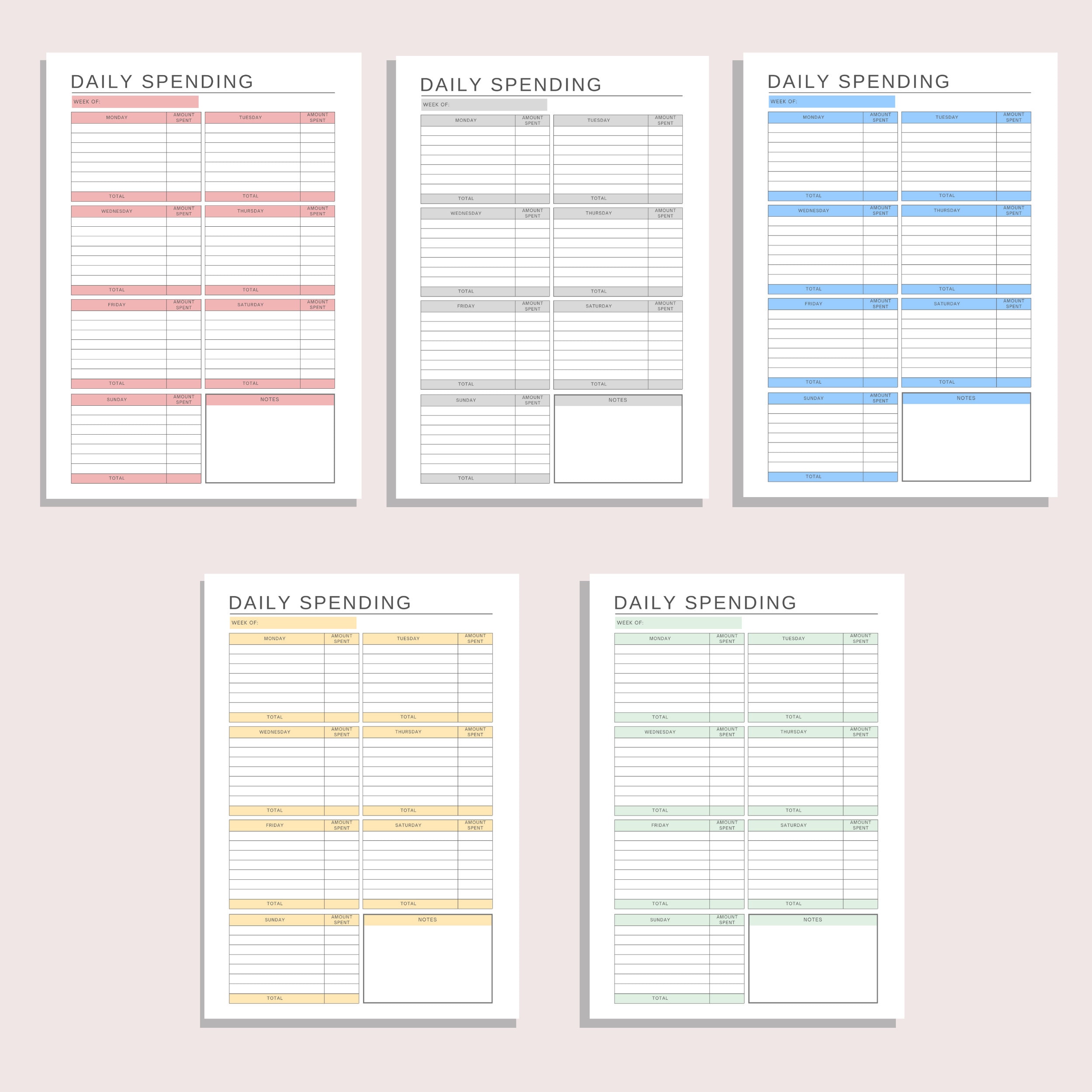 Daily Spending Tracker | Printable Expense Log | Daily Transaction ...