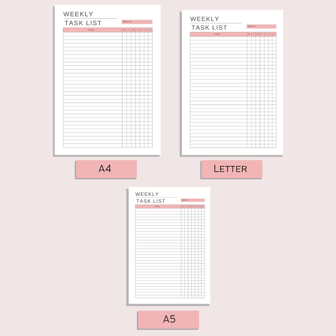 Weekly Task List | Printable Daily Checklist | Day to Day Tasks | Task ...