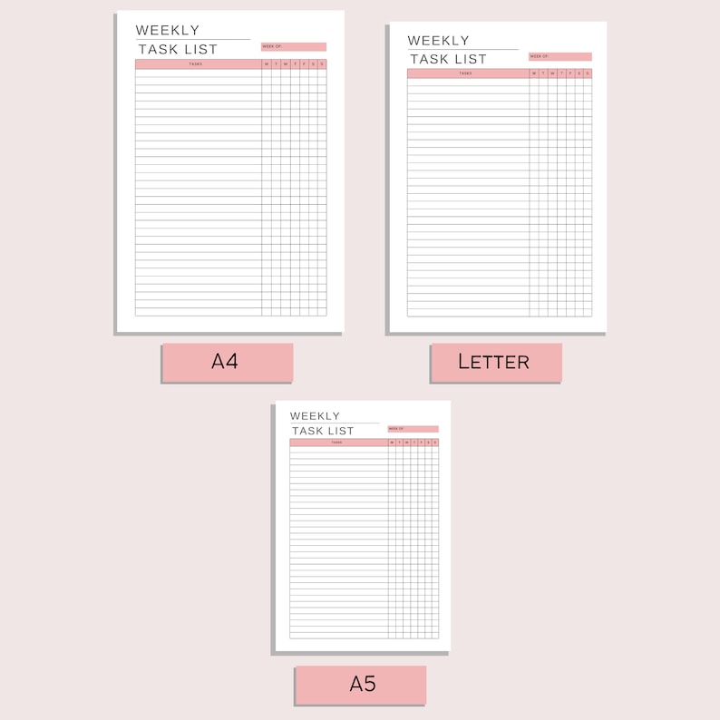 Weekly Task List | Printable Daily Checklist | Day to Day Tasks | Task ...