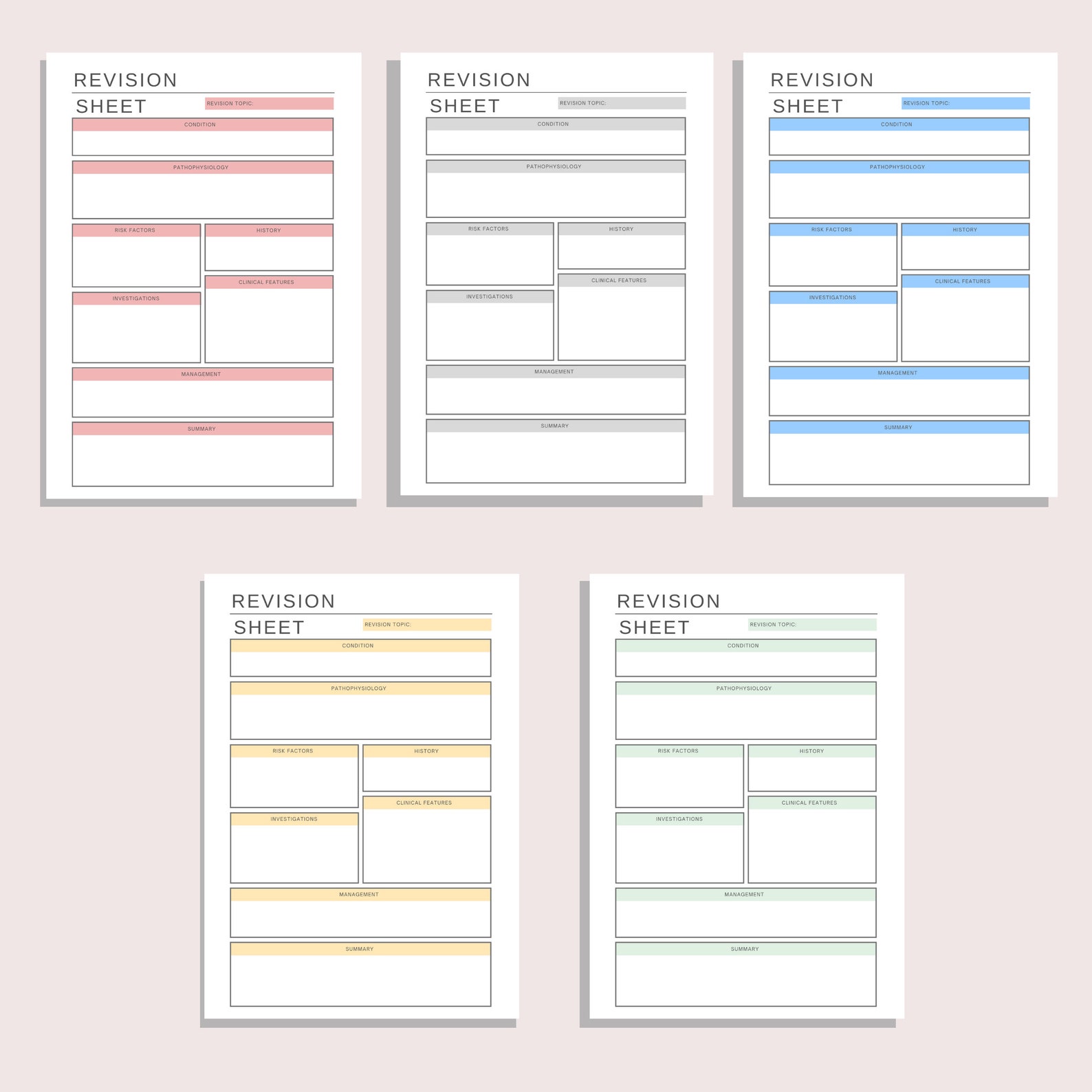 Nursing Revision Sheet | Printable Nursing Template | Condition Summary ...