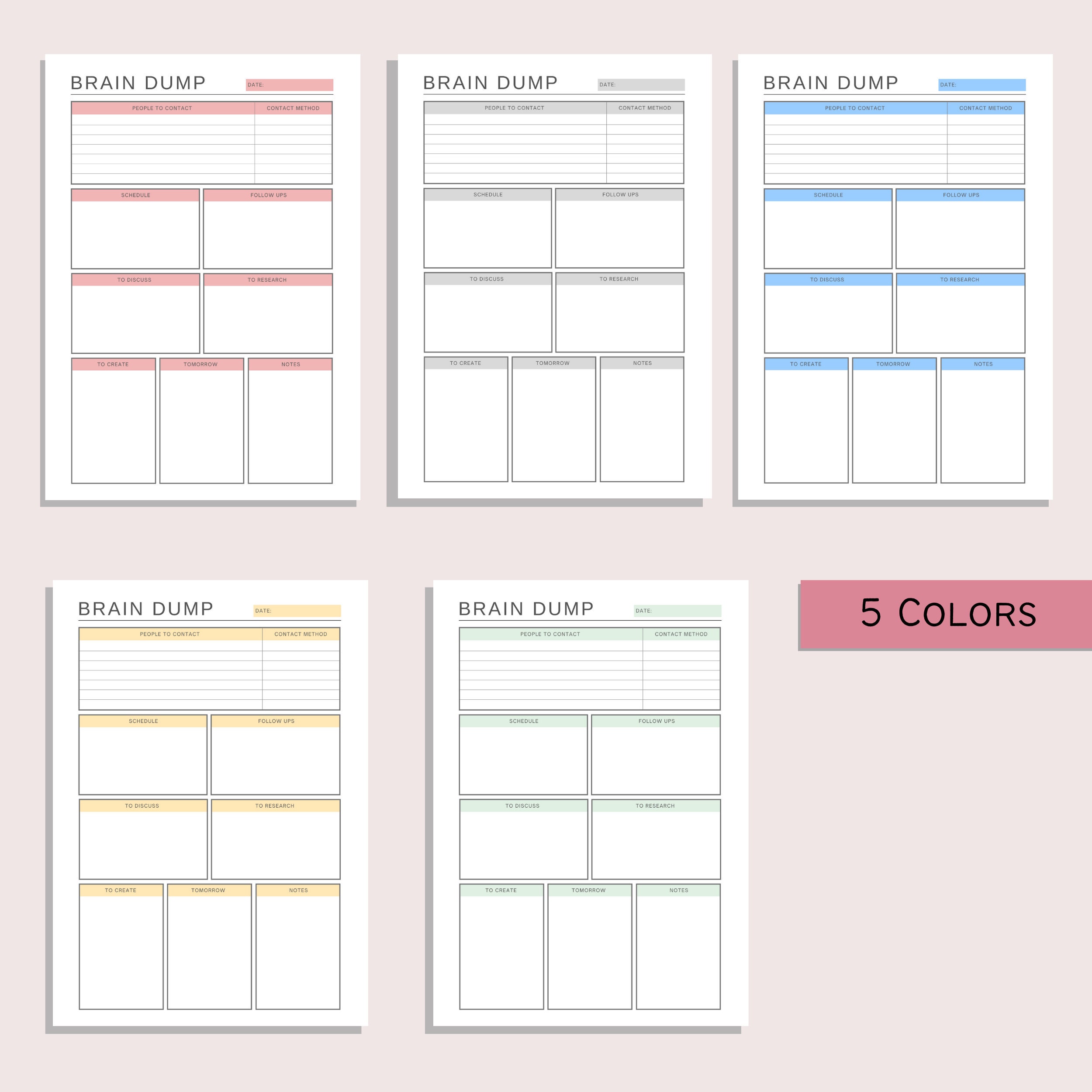 Printable Brain Dump Bundle Pack, ADHD Planner, to Do List ...