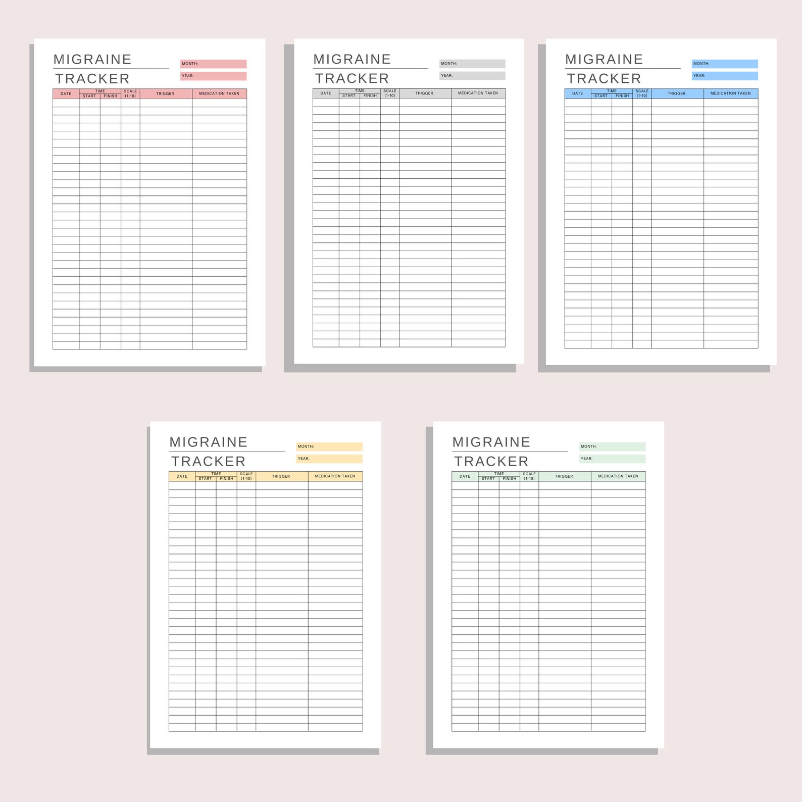 Migraine Tracker | Printable Headache Log | Health Journal | Headache ...