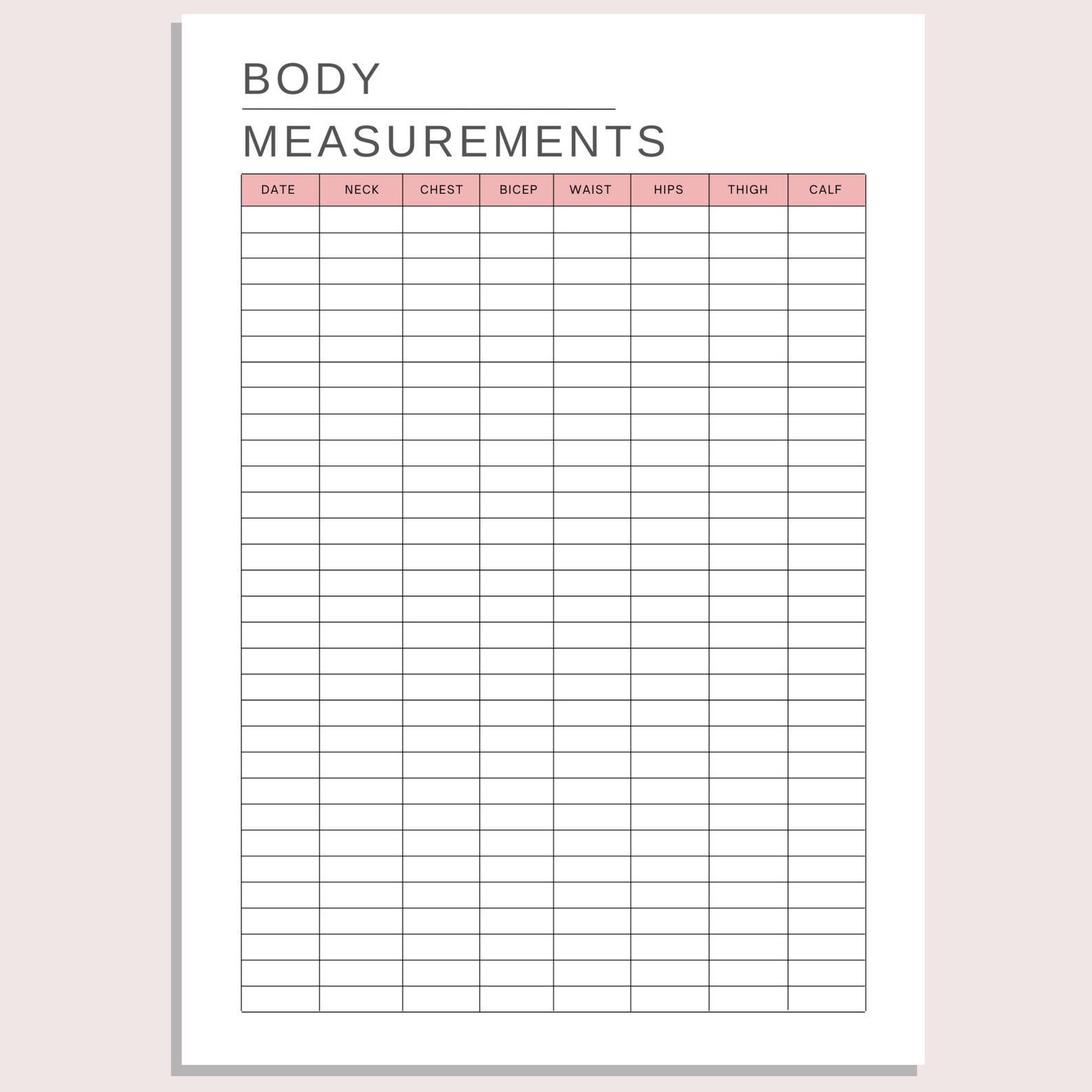 Body Measurement Tracker | Printable Body Progress | Weight Loss ...