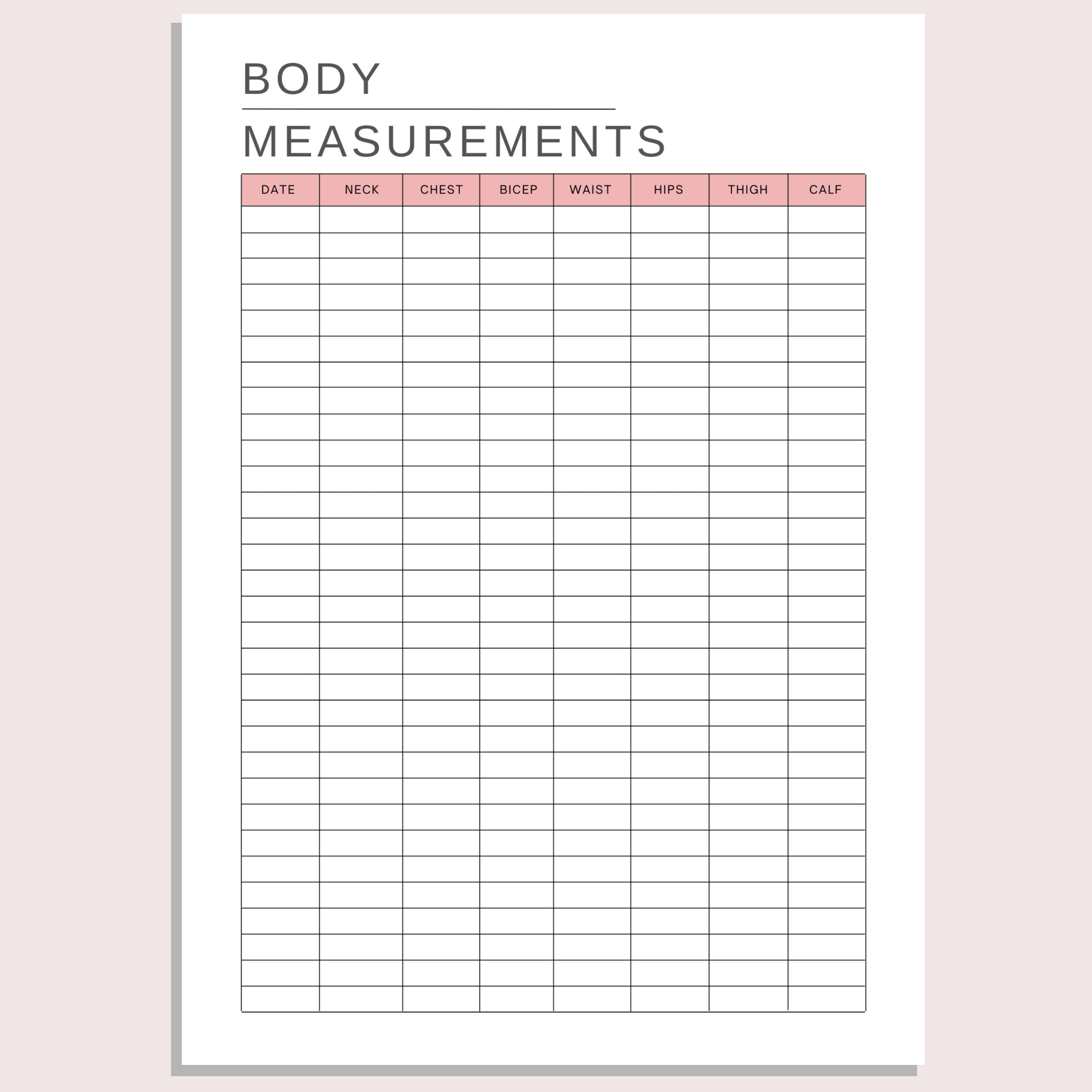 Body Measurement Tracker | Printable Body Progress | Weight Loss ...