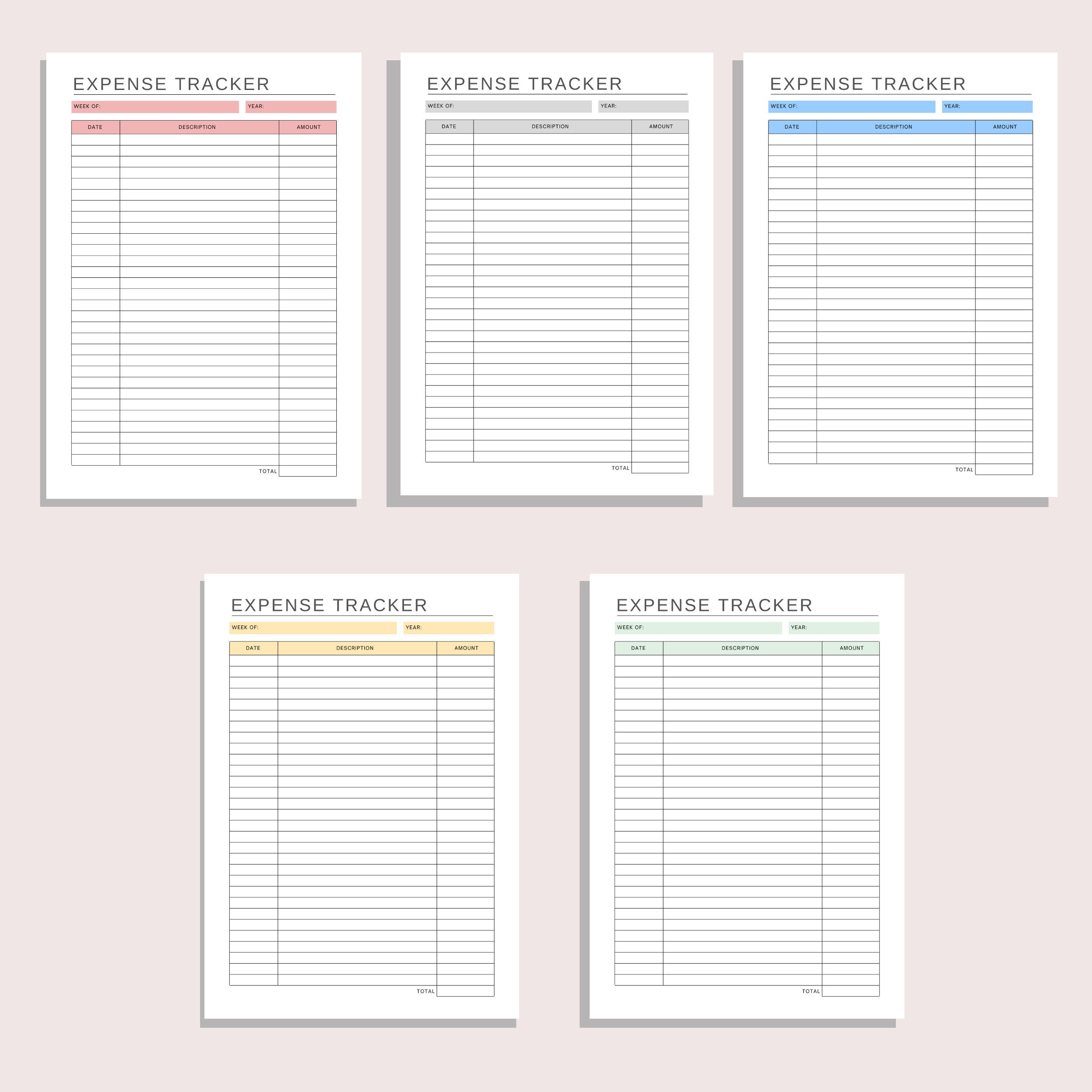 Weekly Expense Tracker | Printable Financial Log | Small Business ...