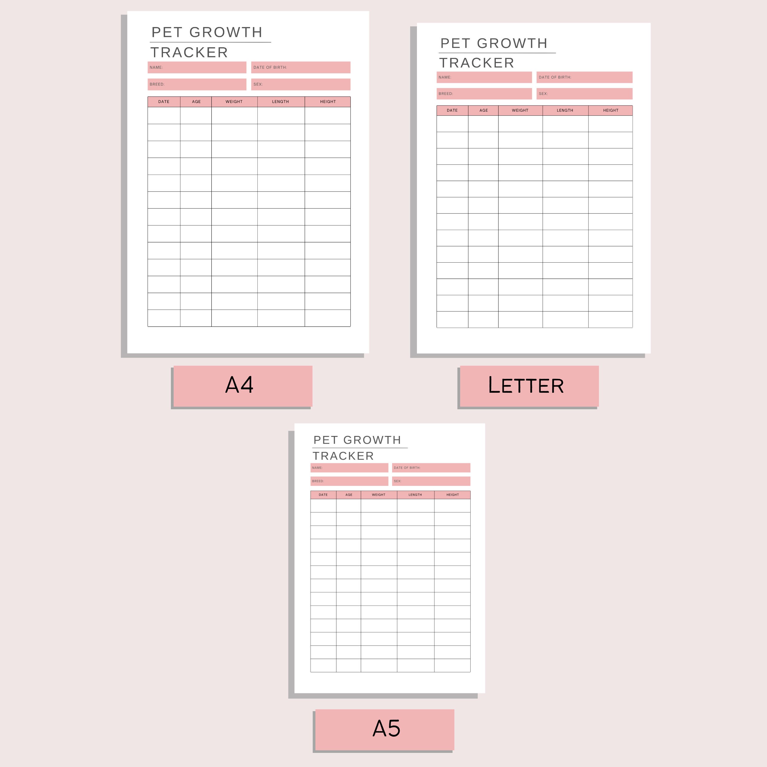 Pet Growth Tracker, Dog Weight Chart, Cat Growth Track, Pet Measurement ...