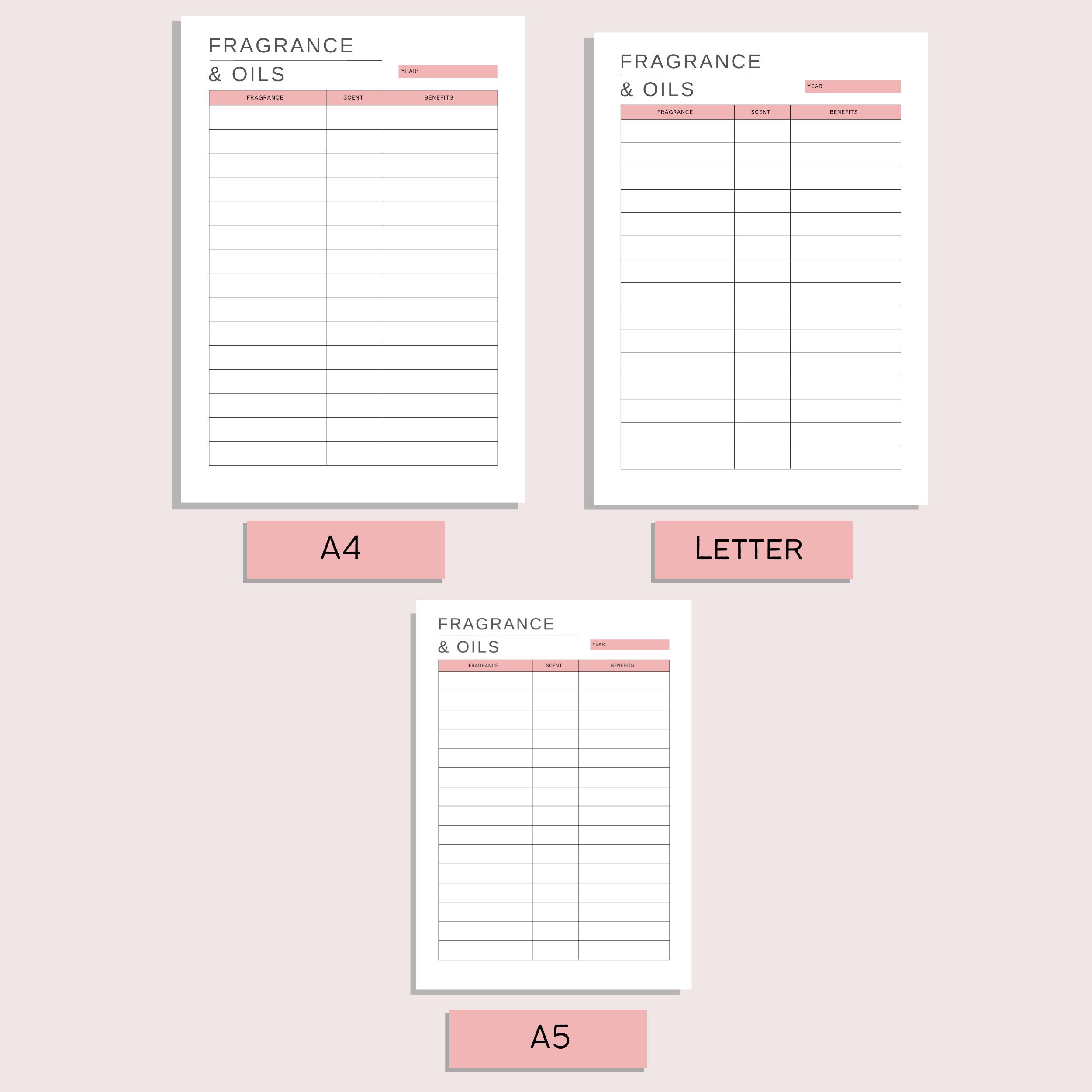 Fragrance and Oil Tracker | Essential Oil List | Craft Business Sheet ...