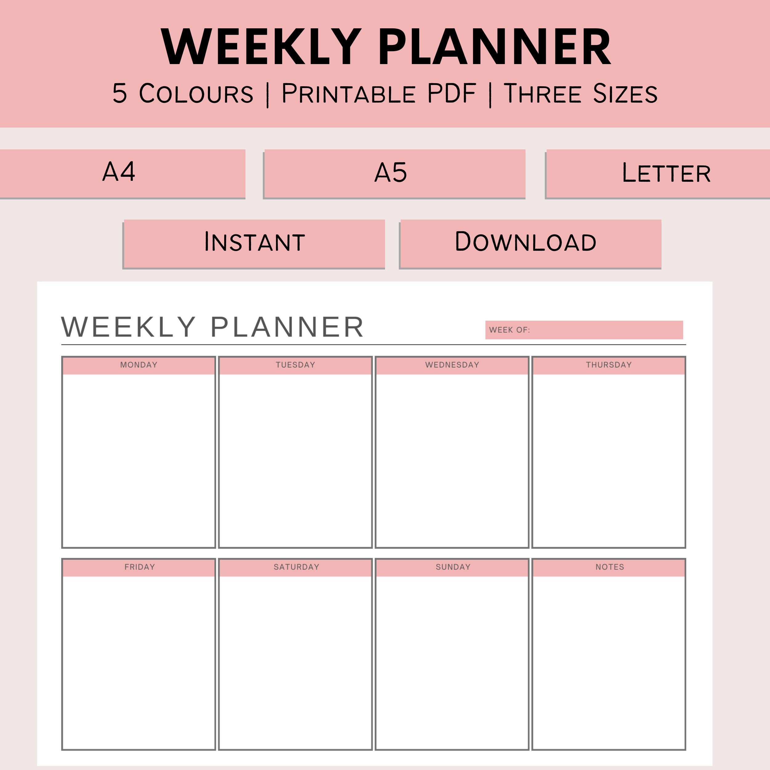 Weekly Planner Template, Printable Weekly to Do List, Daily Schedule ...