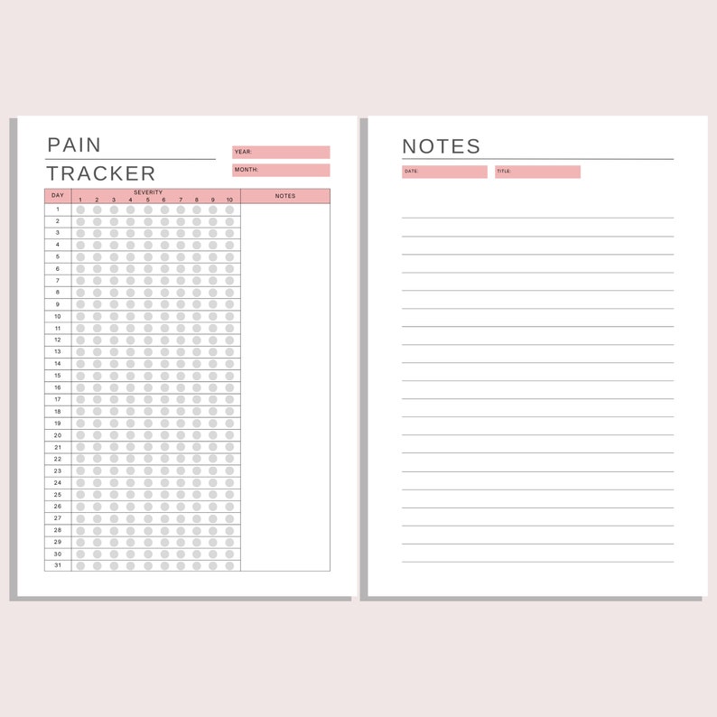 Pain Tracker Printable | Daily Chronic Pain Log | Wellness Planner ...