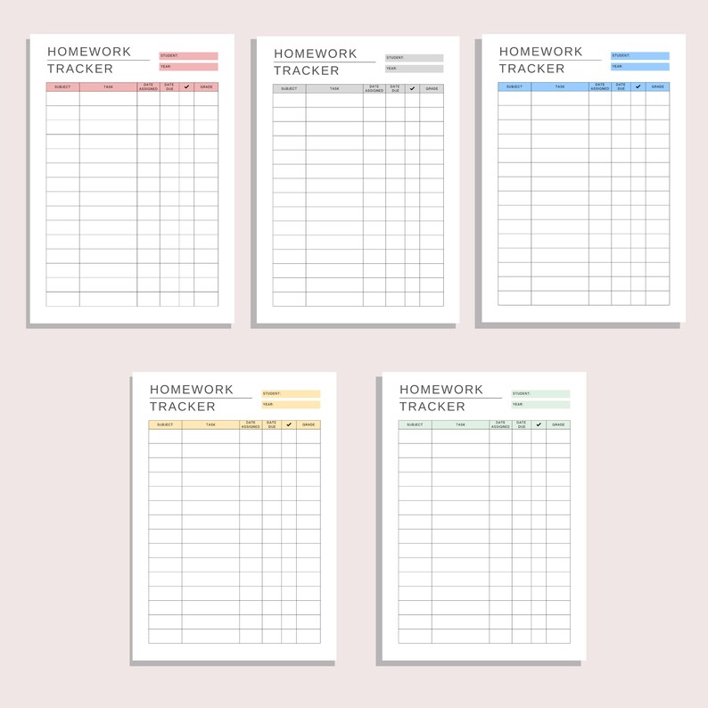 Homework Tracker Printable, Homeschool Teacher Checklist, Assignment ...