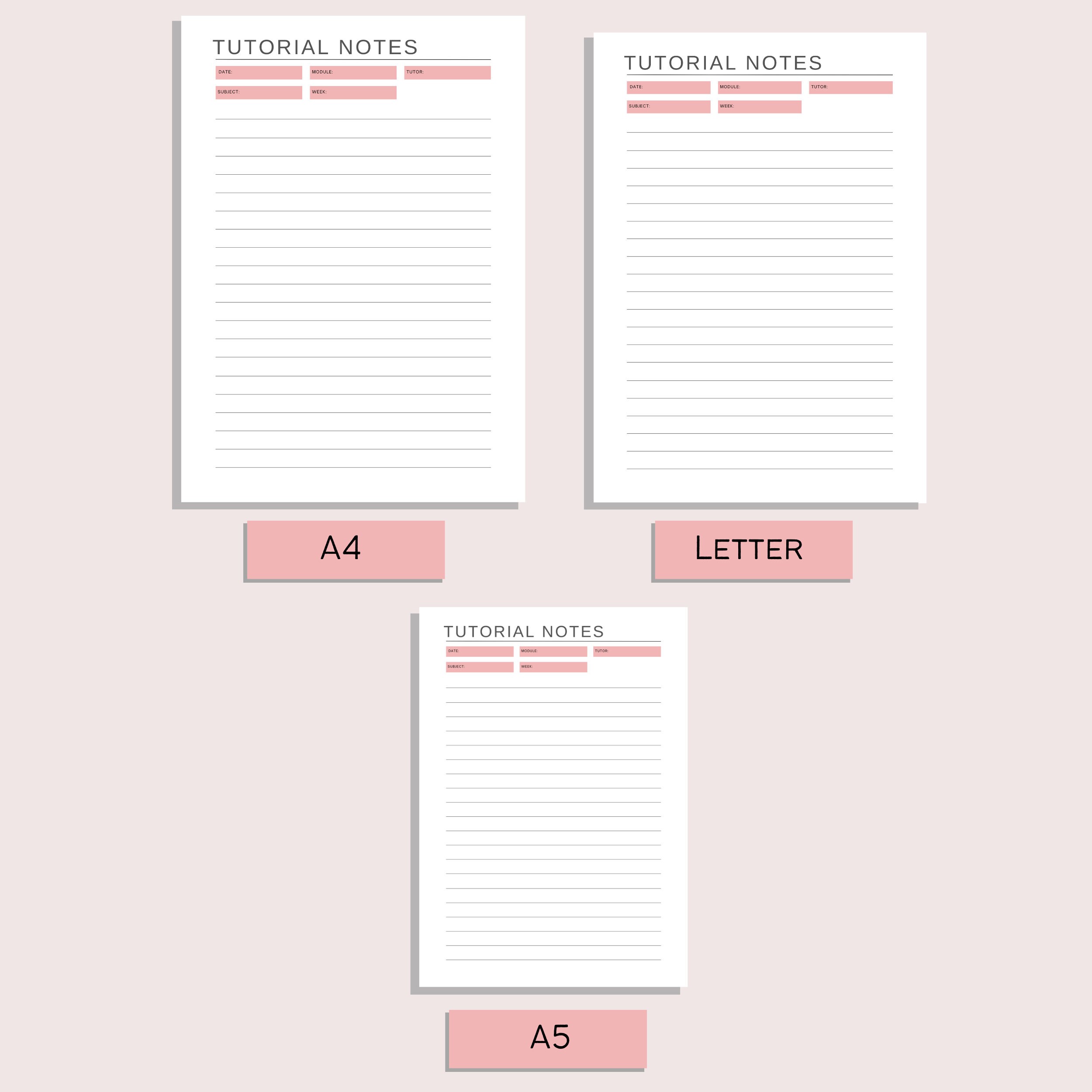Tutorial Notes | Printable Note Paper | Student Note Taking | College ...