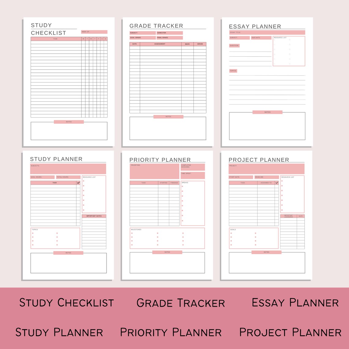 Student Planner Pack Printable Study Plan University - Etsy