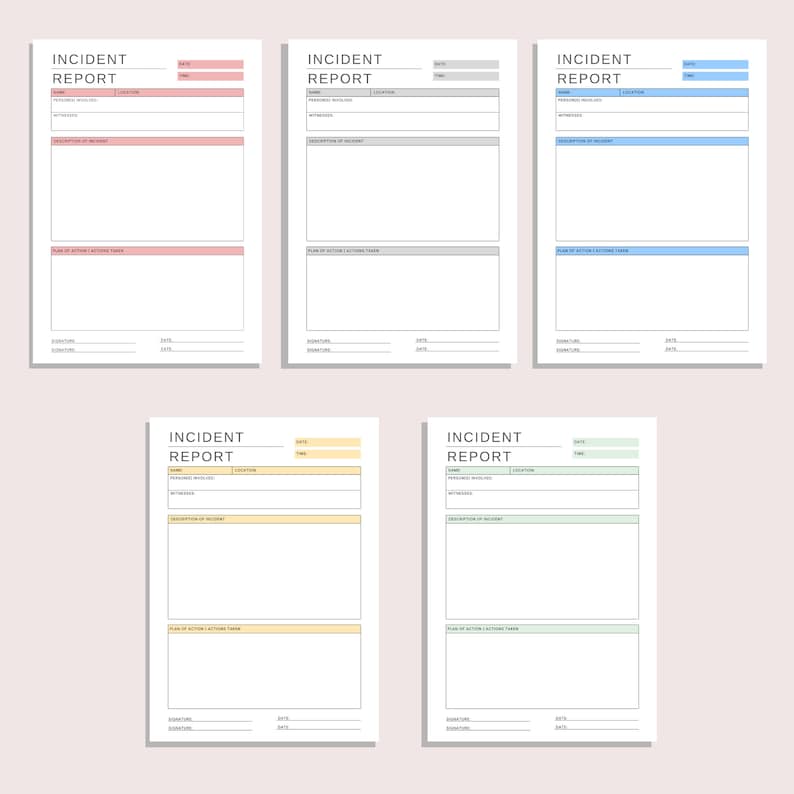 Incident Report | Printable Incident Log | Accident Reporting Sheet ...