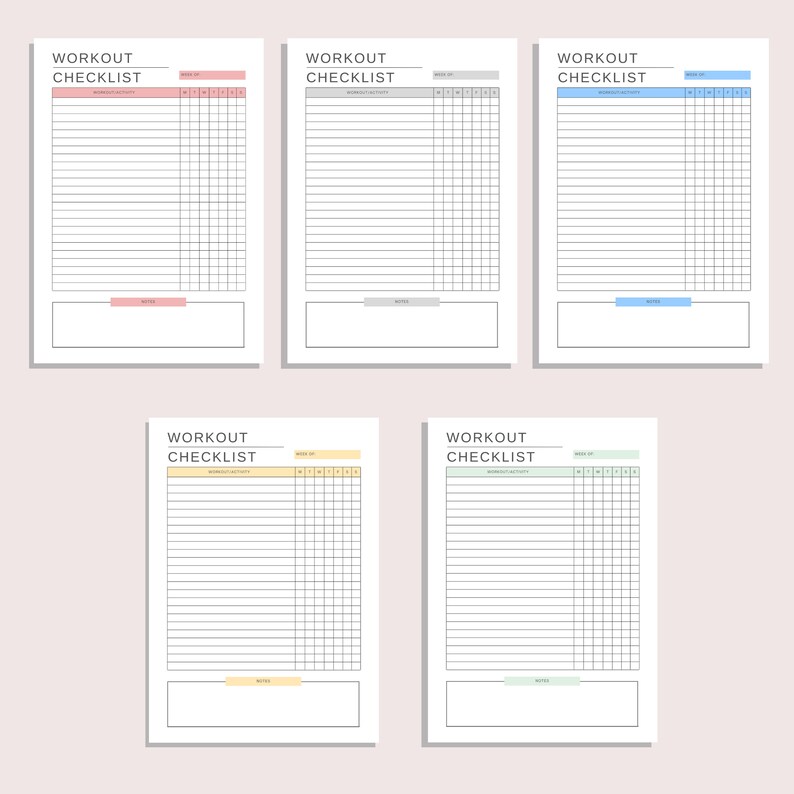 Workout Checklist | Printable Workout Tracker | Daily Exercise List ...