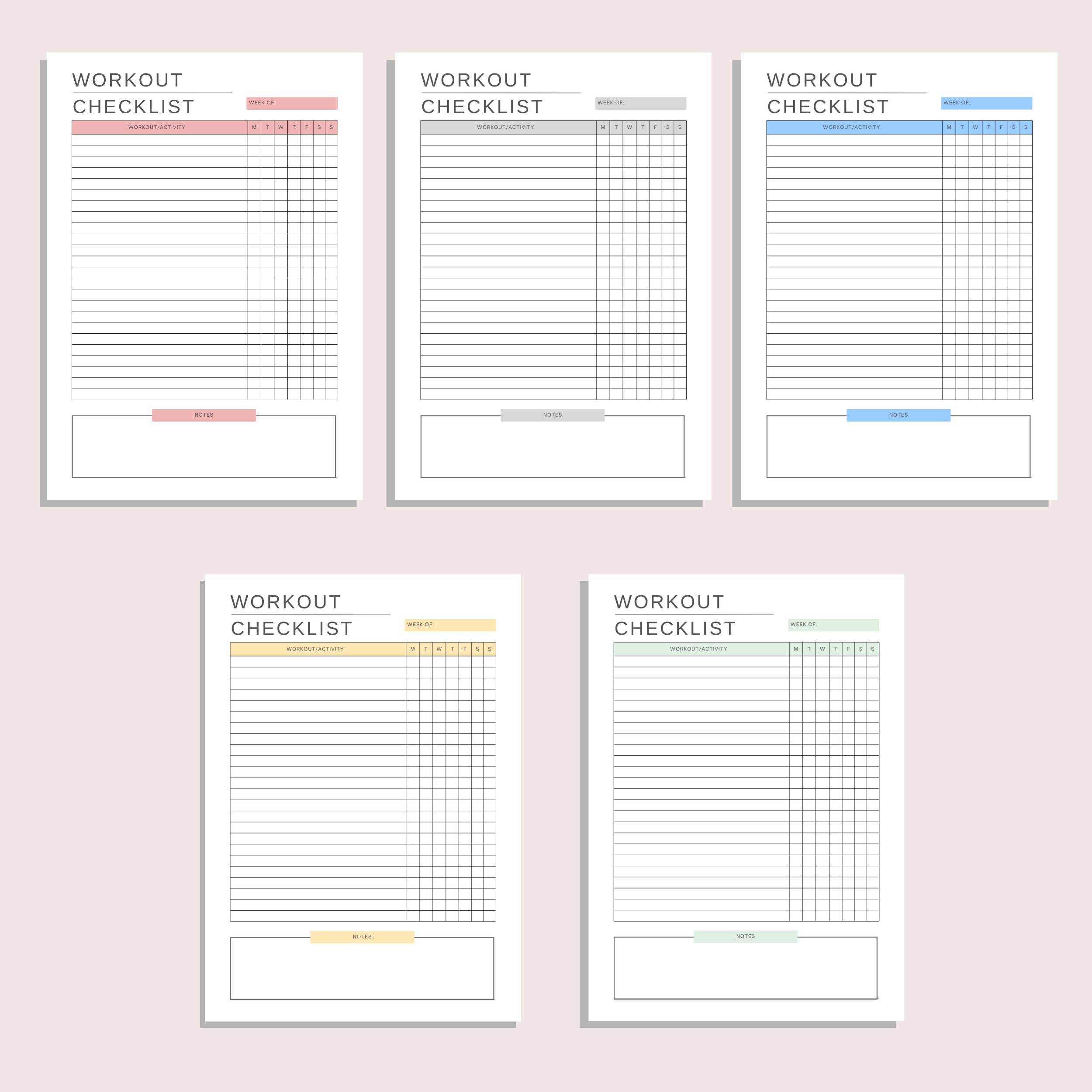Workout Checklist | Printable Workout Tracker | Daily Exercise List ...