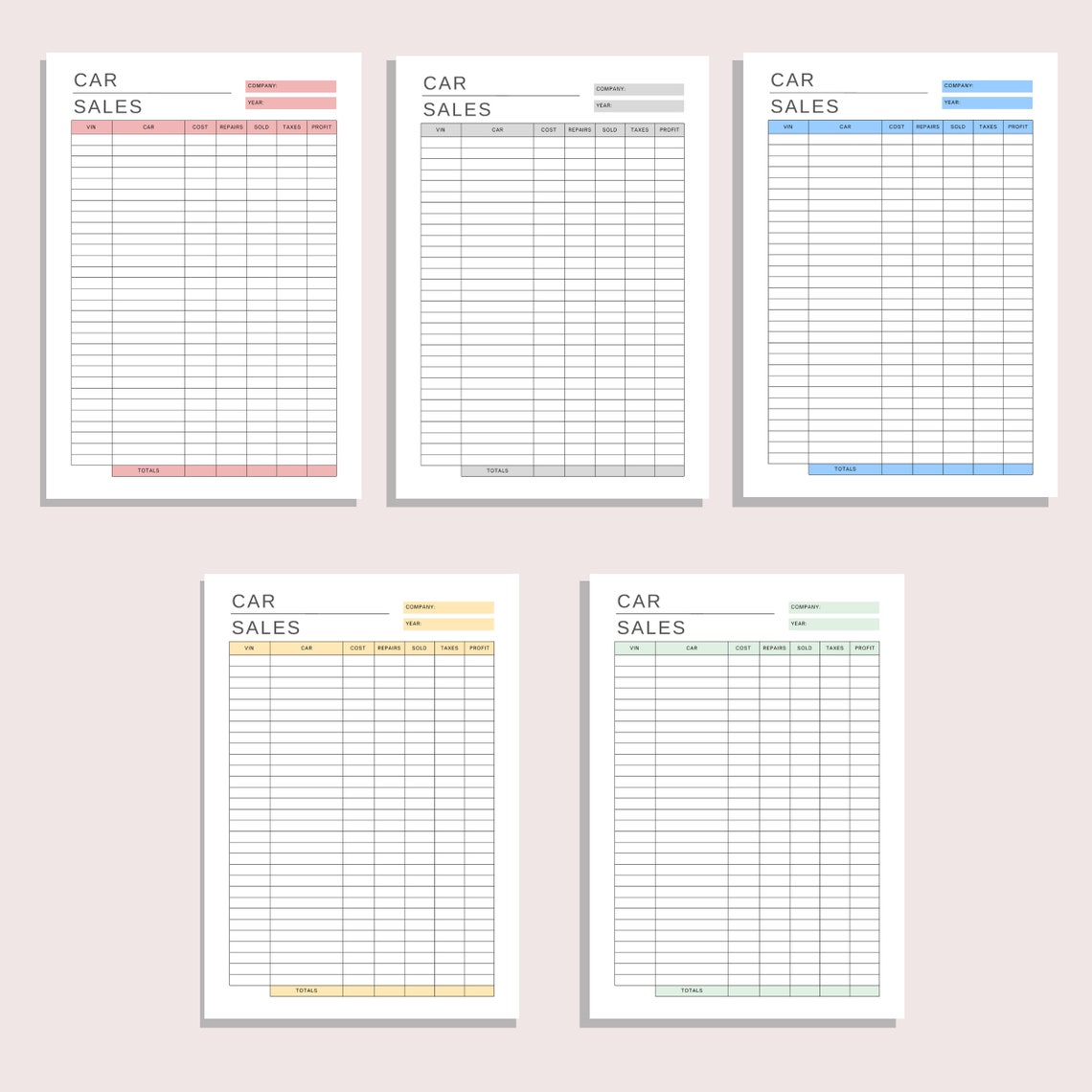 Car Sales Tracker | Printable Vehicle Profit Log | Car Salesman Sheet ...