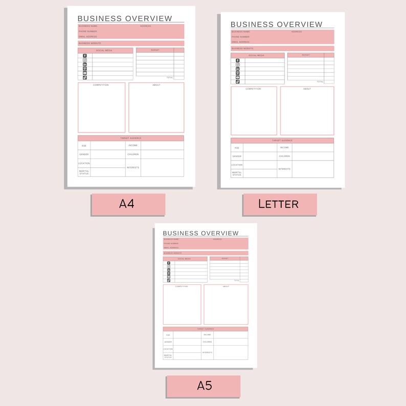 Business Overview Planner | Small Business Summary | Home Business ...